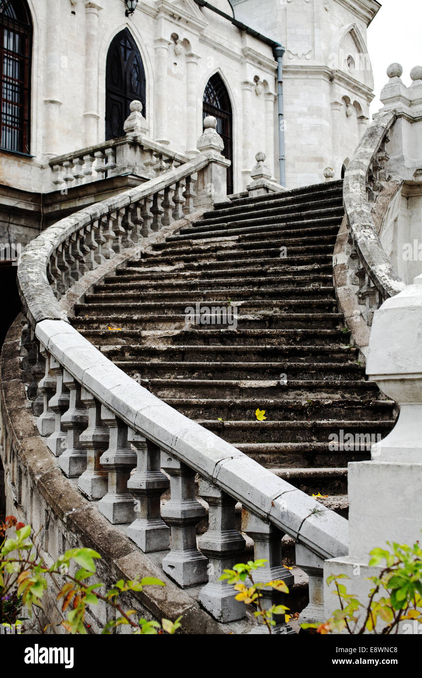 Destroyed stone Staircase of an old gothic church Stock Photo - Alamy