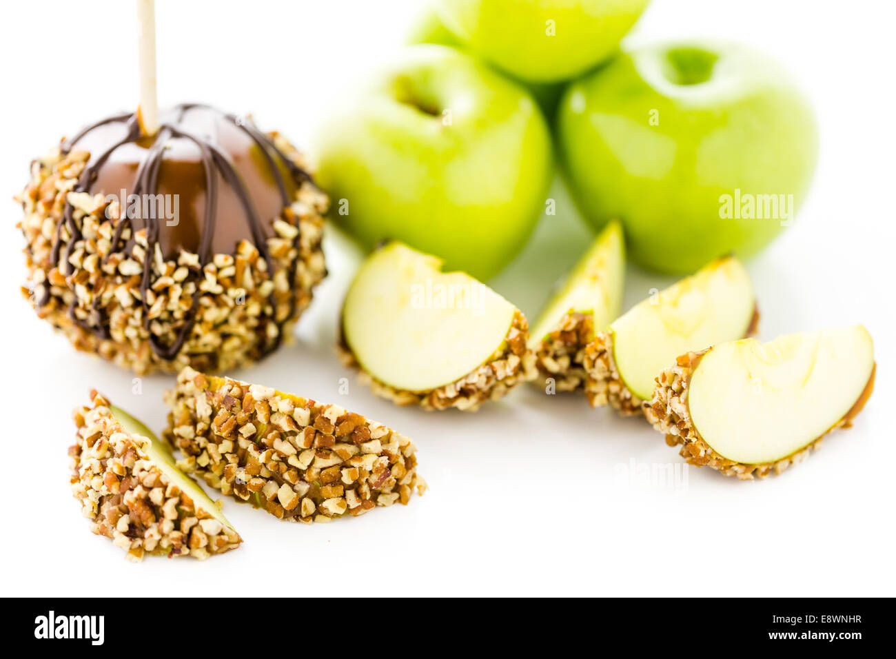 Hand dipped caramel apples decorated for Halloween Stock Photo - Alamy