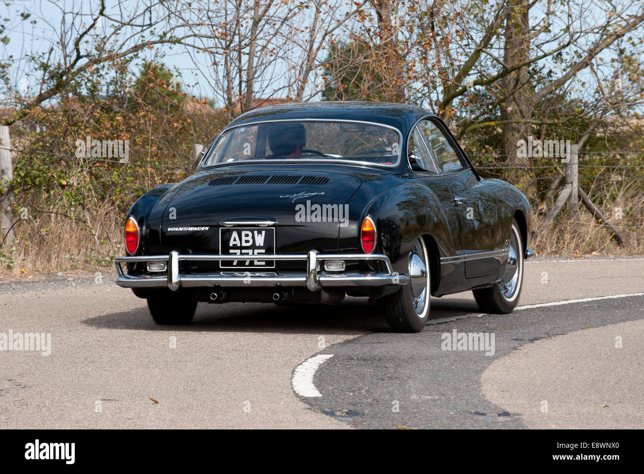 Volkswagen Karmann Ghia Type 14 coupe, German classic car cornering ...