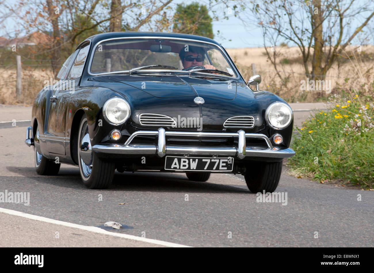 Volkswagen Karmann Ghia Type 14 coupe, German classic car cornering ...
