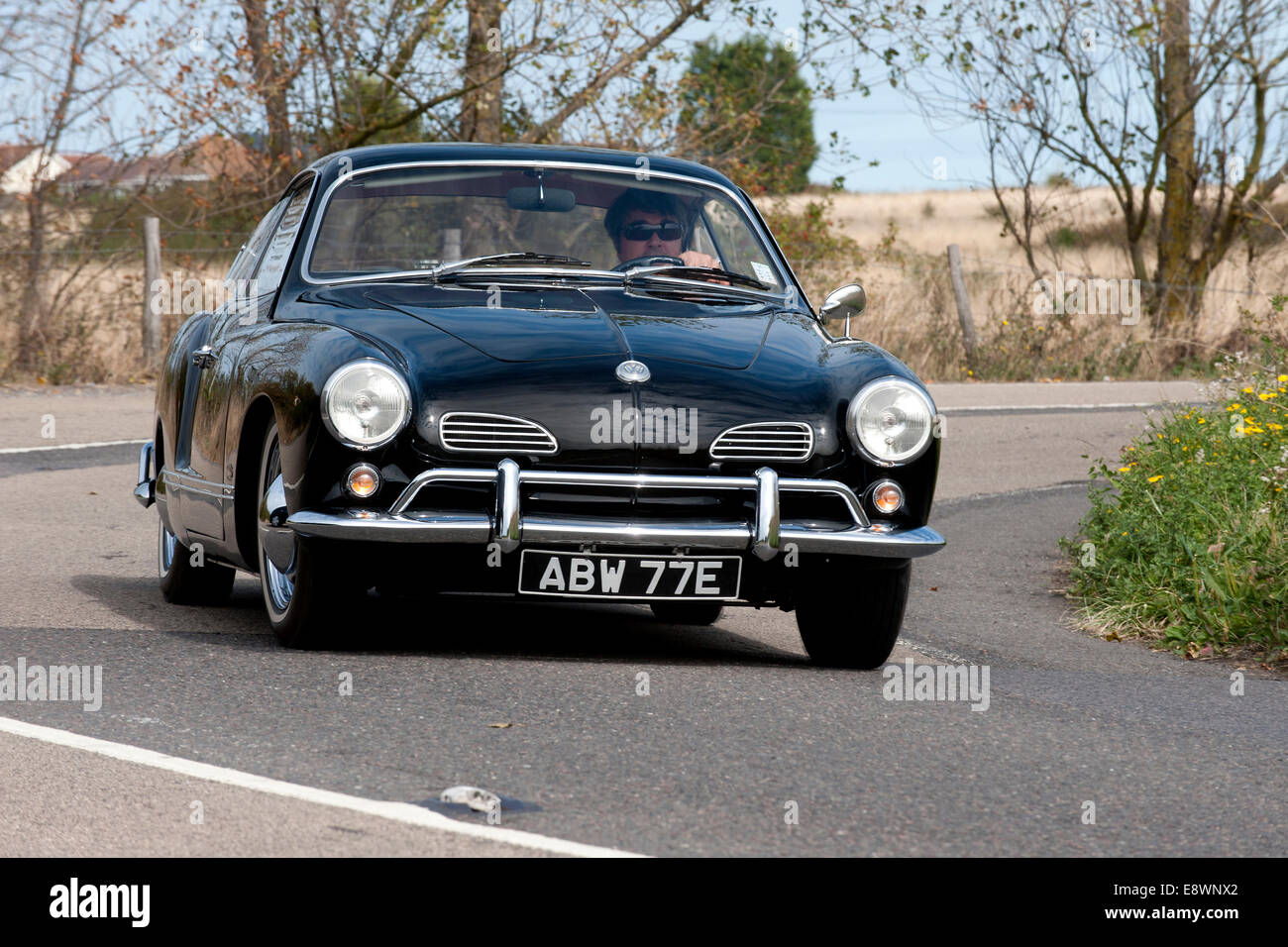 Volkswagen Karmann Ghia Type 14 coupe, German classic car cornering ...