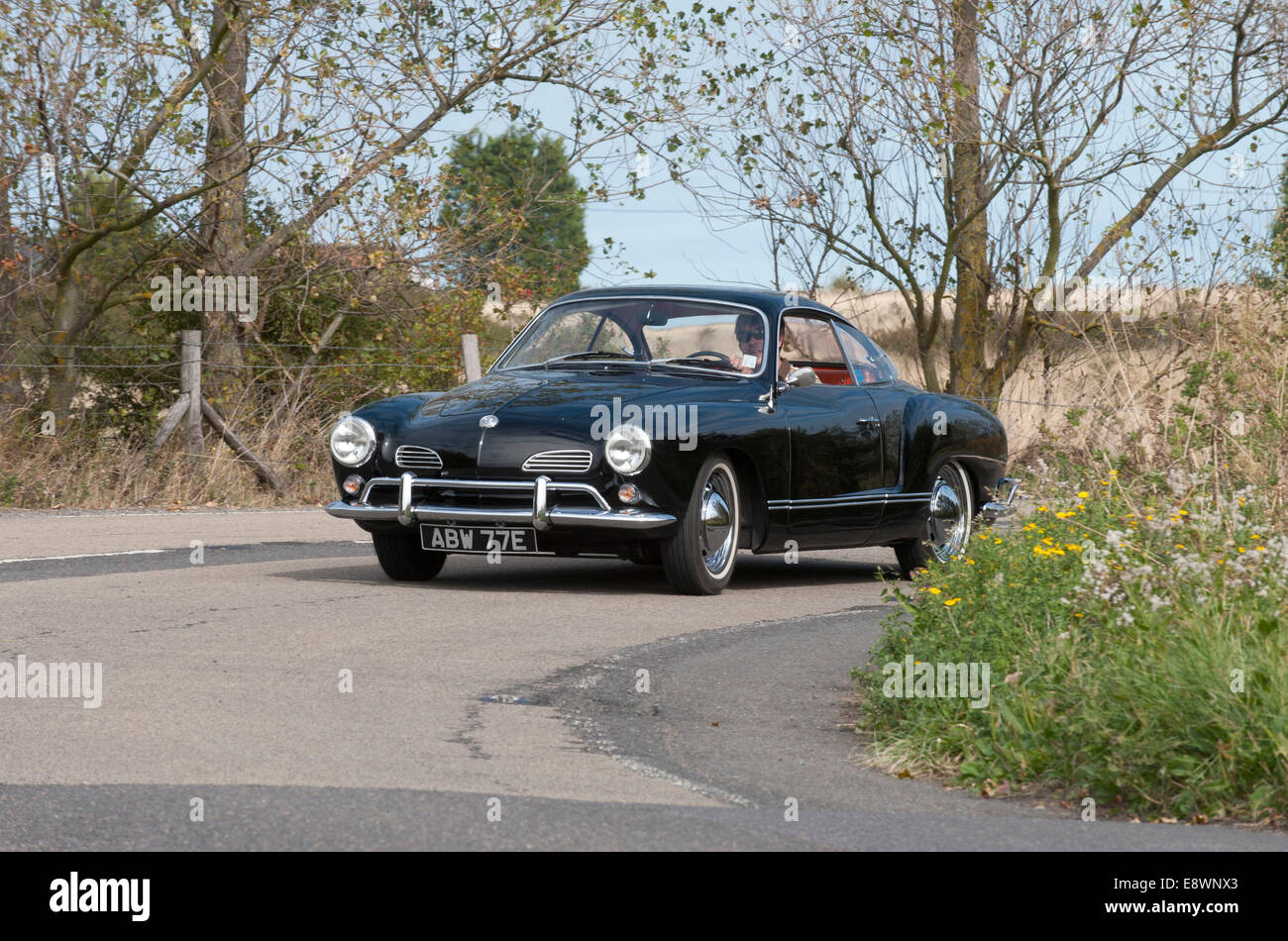 Volkswagen Karmann Ghia Type 14 coupe, German classic car cornering ...