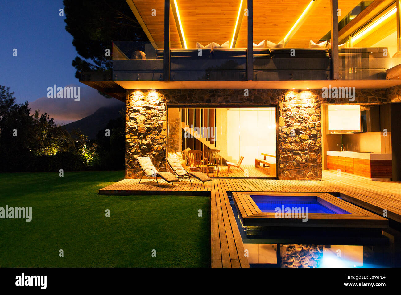 Luxury House Swimming Pool Illuminated High Resolution Stock ...