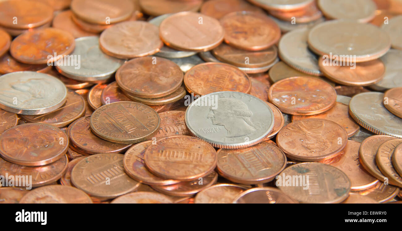 Huge pile of the US coins Stock Photo - Alamy