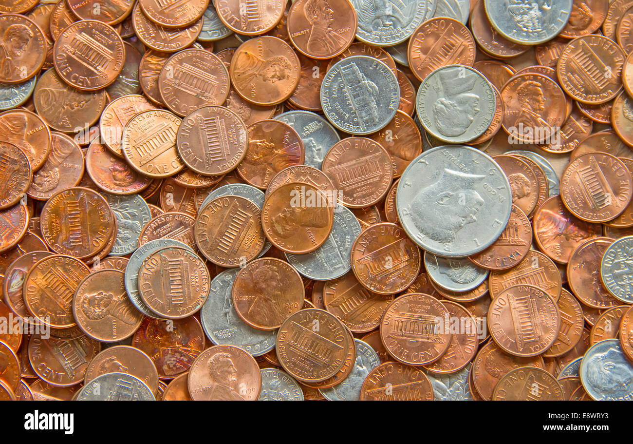 Huge pile of the US coins Stock Photo - Alamy
