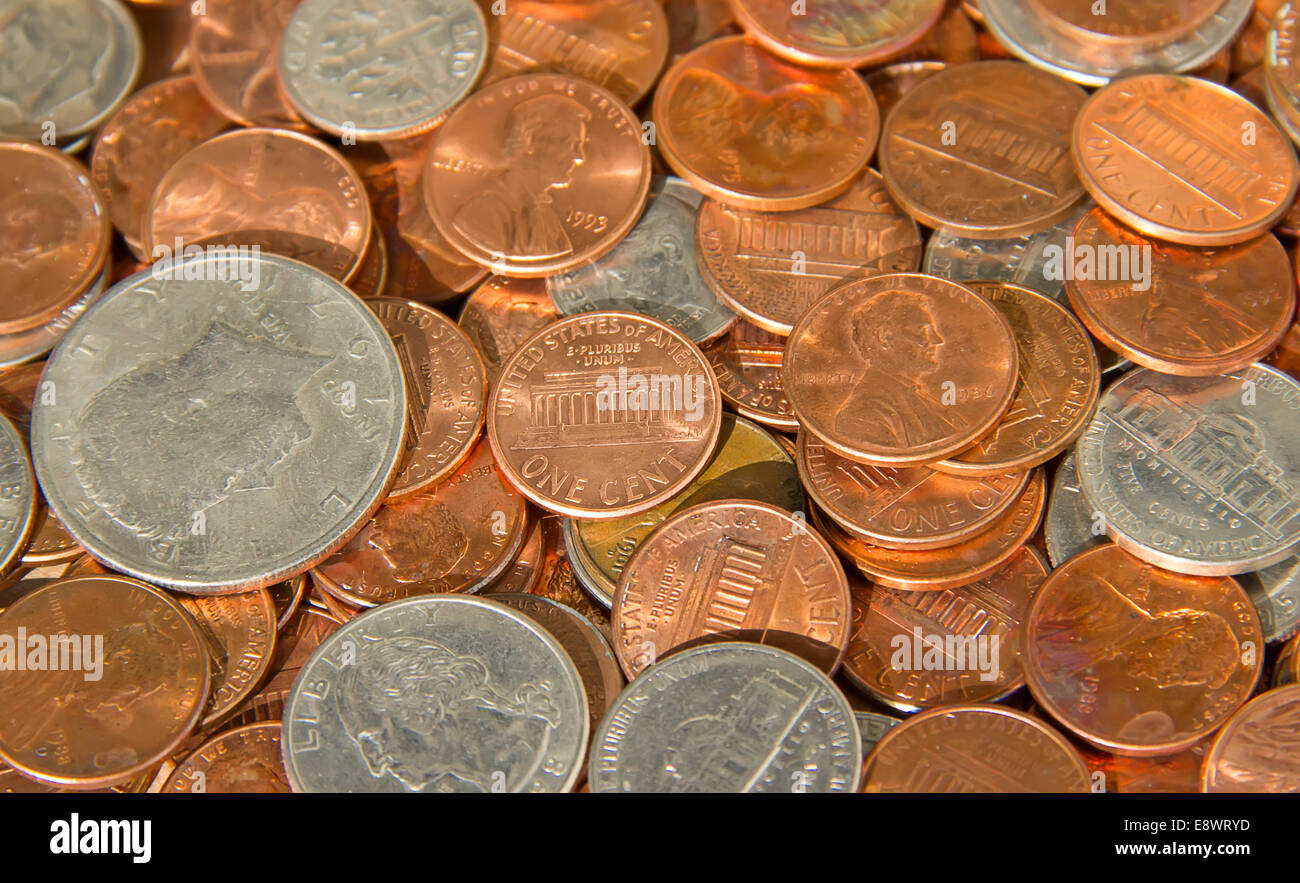Huge pile of the US coins Stock Photo - Alamy