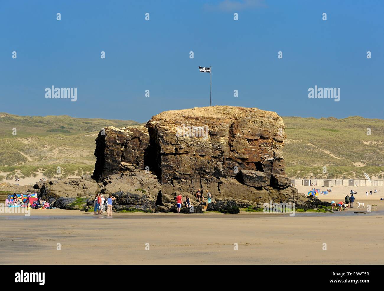 Chapel rock Perranporth beach Cornwall England uk Stock Photo - Alamy
