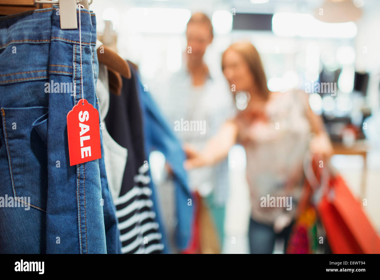 Close up of sale tag in clothing store Stock Photo - Alamy