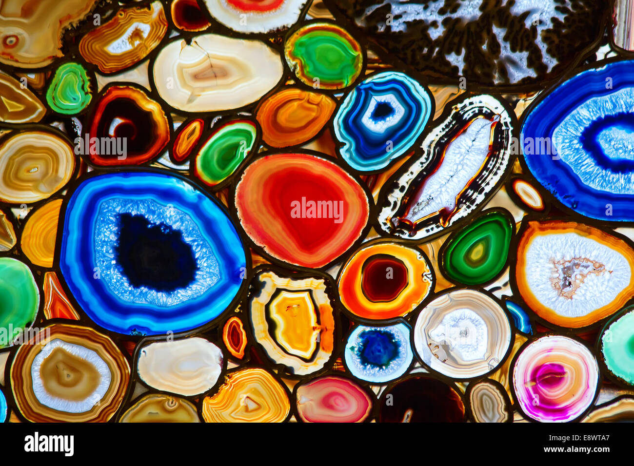 Translucent mosaic made with slices of agate stone Stock Photo - Alamy