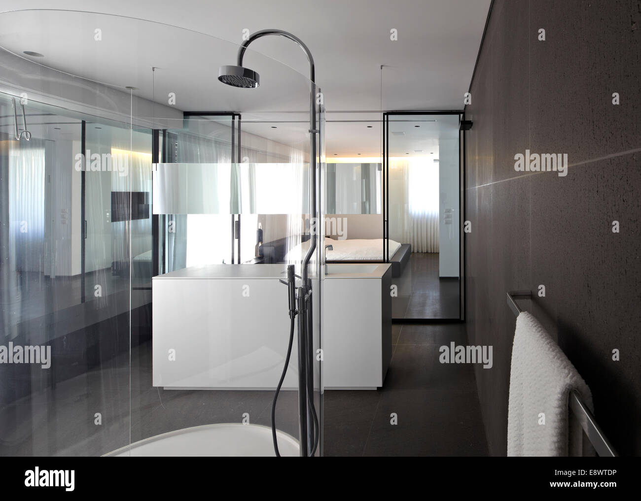 Spacious modern bathroom in Sarig House, Israel, Middle East Stock ...