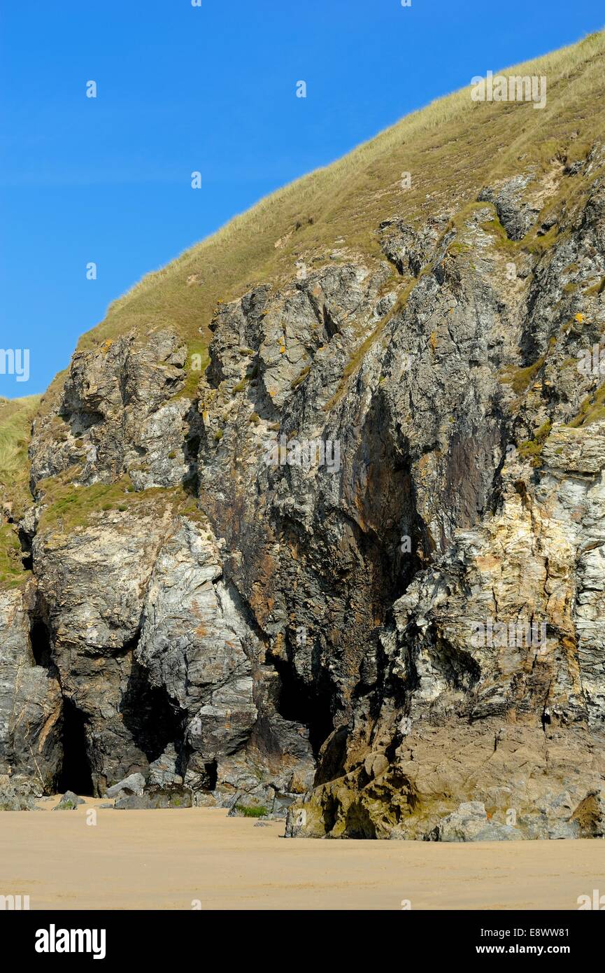Penhale Sands Perranporth Beach Cornwall England uk Stock Photo - Alamy