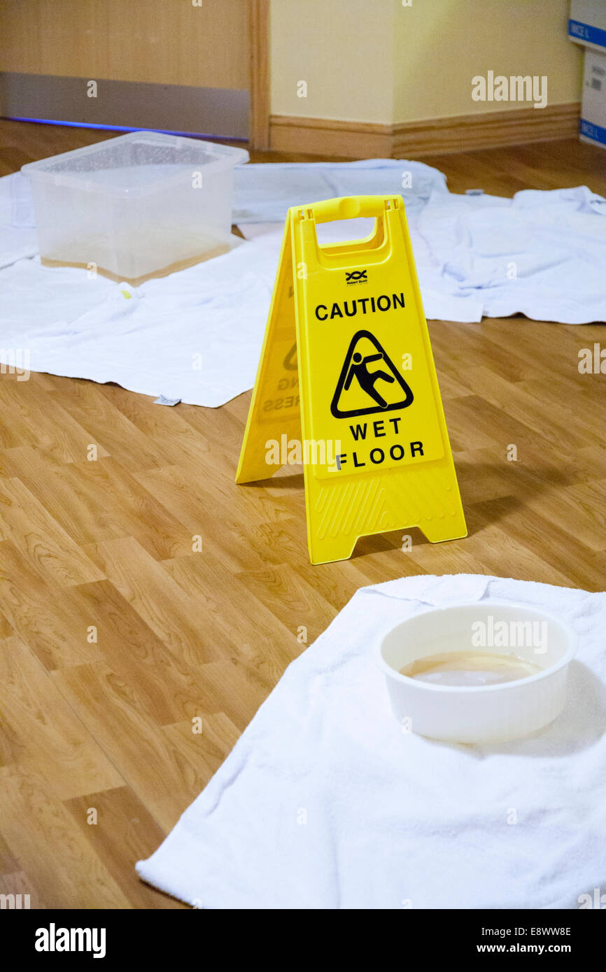 Collection bowls & slippery floor / slip hazard / wet floor sign where ...