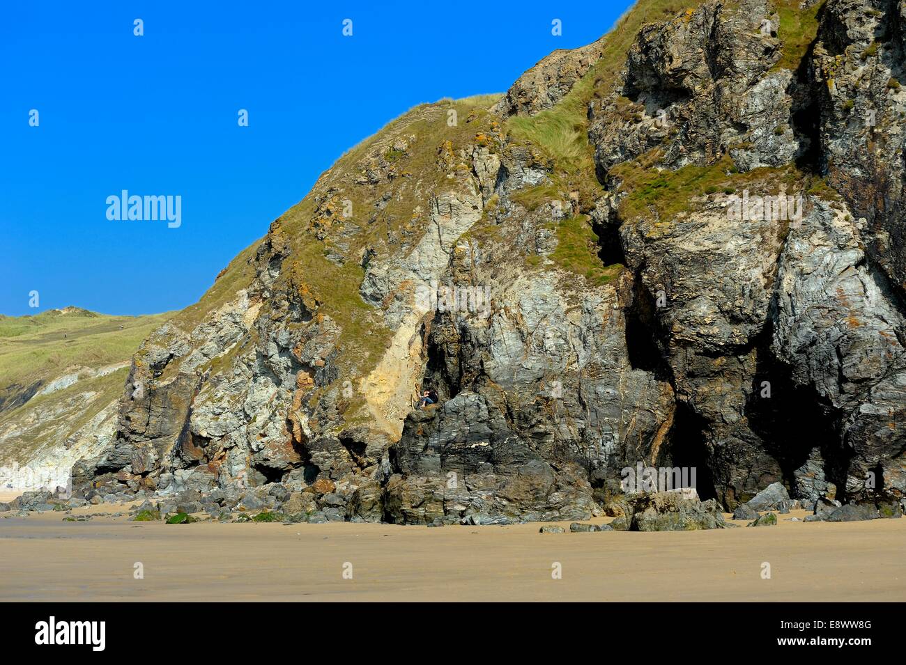 Penhale Sands Perranporth Beach Cornwall England uk Stock Photo - Alamy