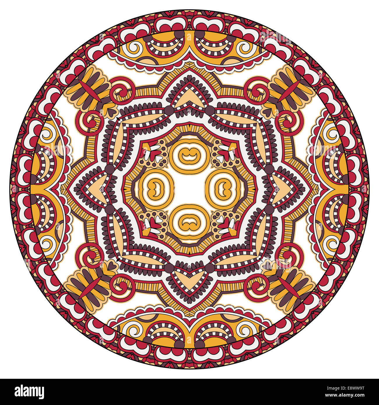 decorative design of circle dish template, round geometric patte Stock ...