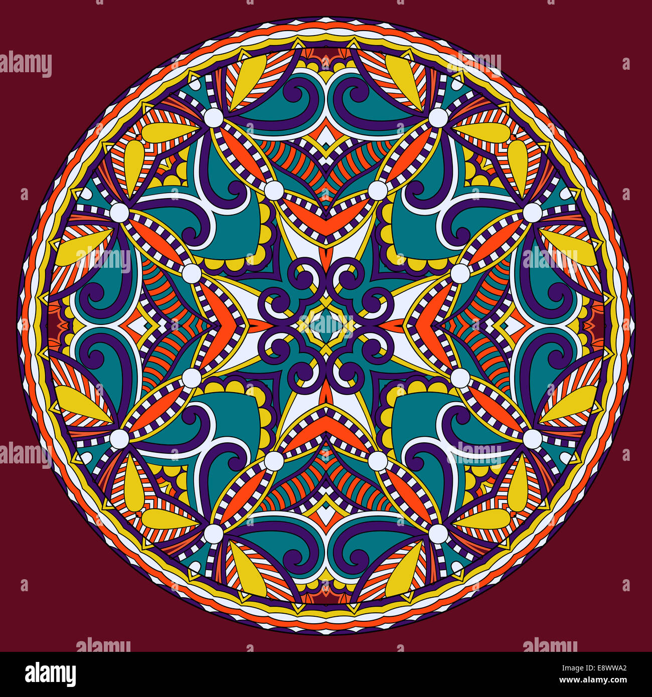 decorative design of circle dish template, round geometric patte Stock ...