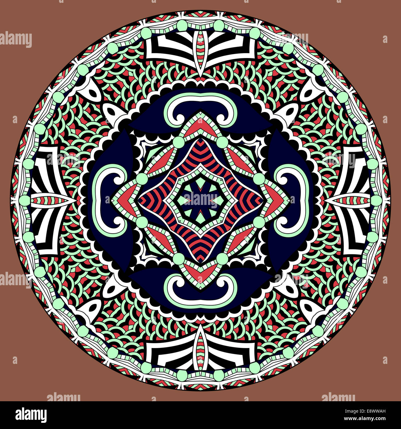 decorative design of circle dish template, round geometric patte Stock ...