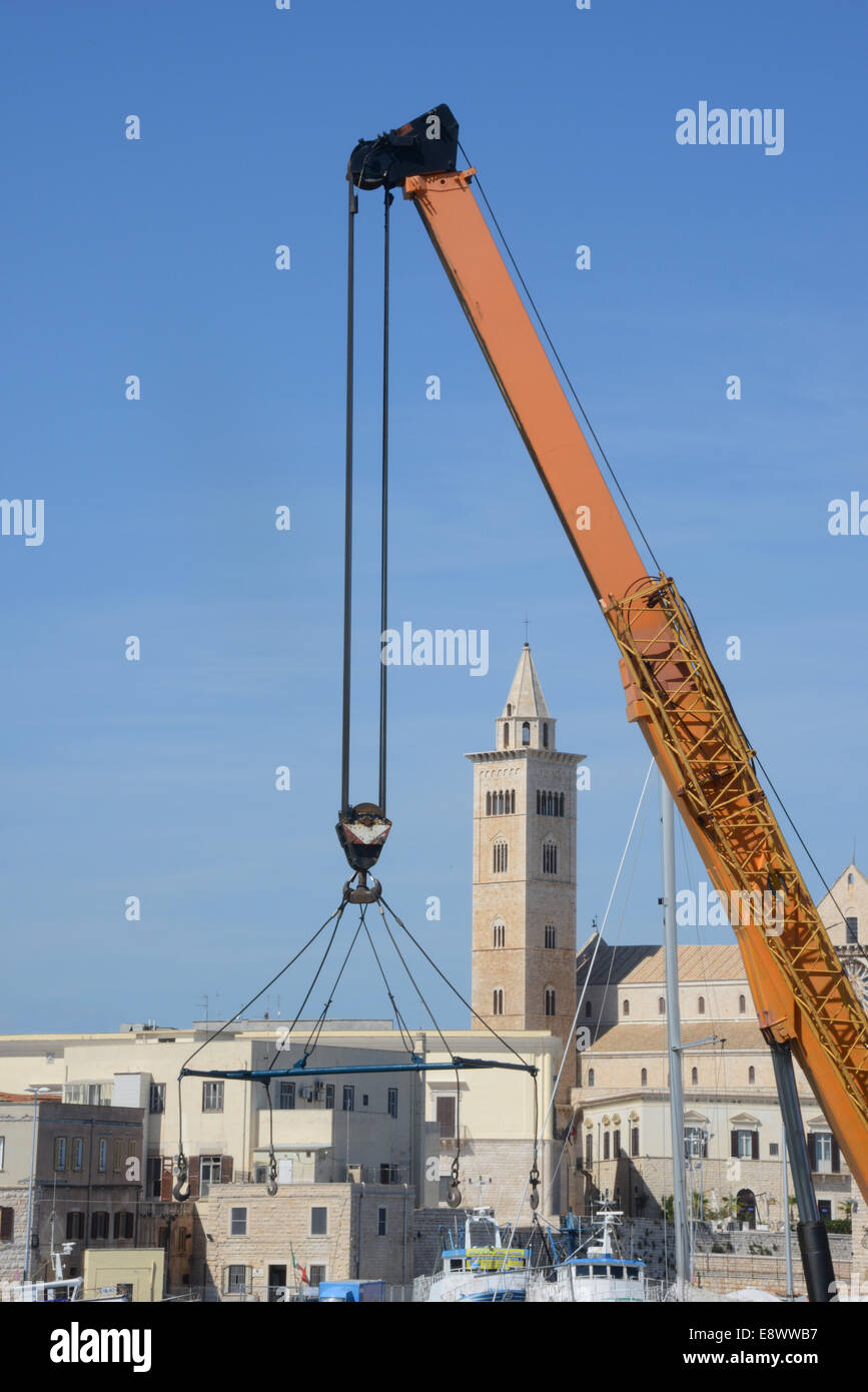 Crane at the port of Trani, near Bari, Puglia, Italy Stock Photo - Alamy