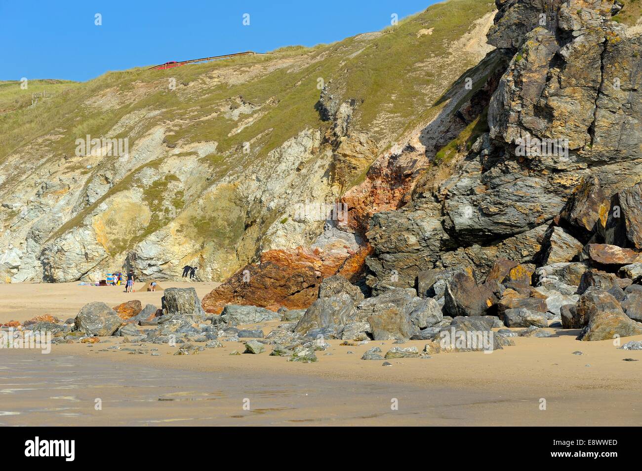 Penhale Sands Perranporth Beach Cornwall England uk Stock Photo - Alamy