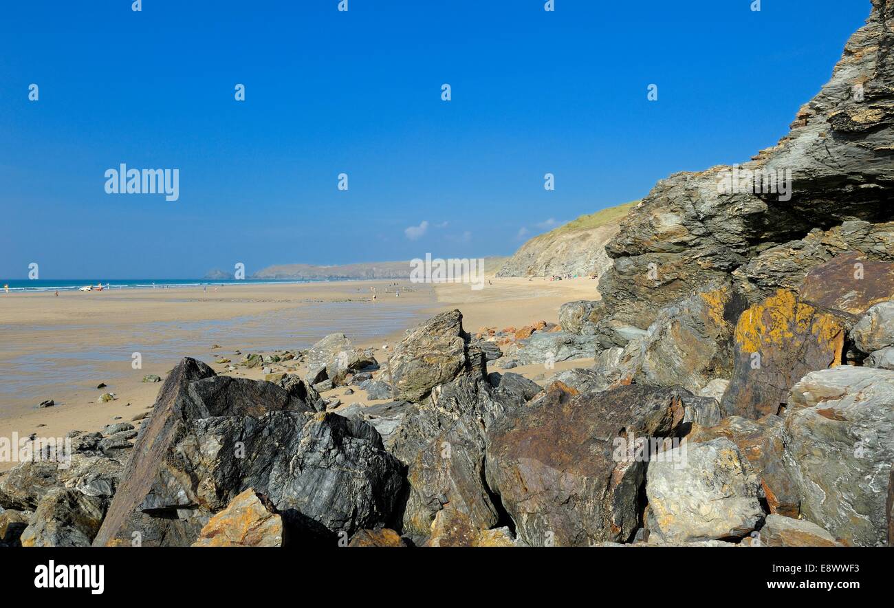 Penhale Sands Perranporth Beach Cornwall England uk Stock Photo - Alamy