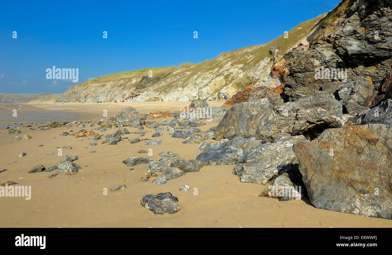 Penhale Sands Perranporth Beach Cornwall England uk Stock Photo - Alamy