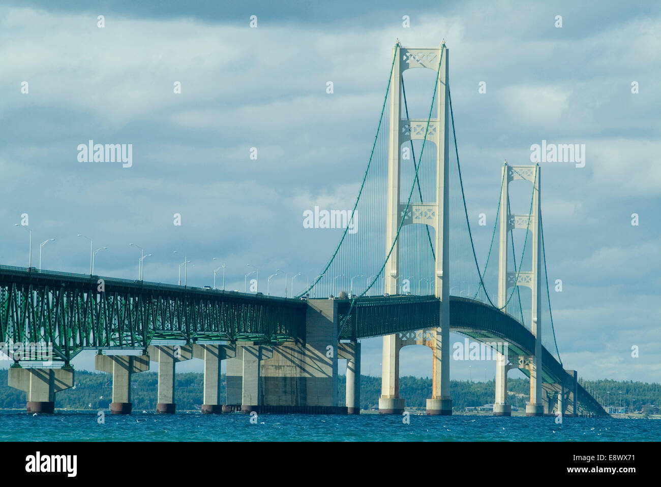 Mackinac Bridge, suspension bridge connecting the Upper and Lower ...
