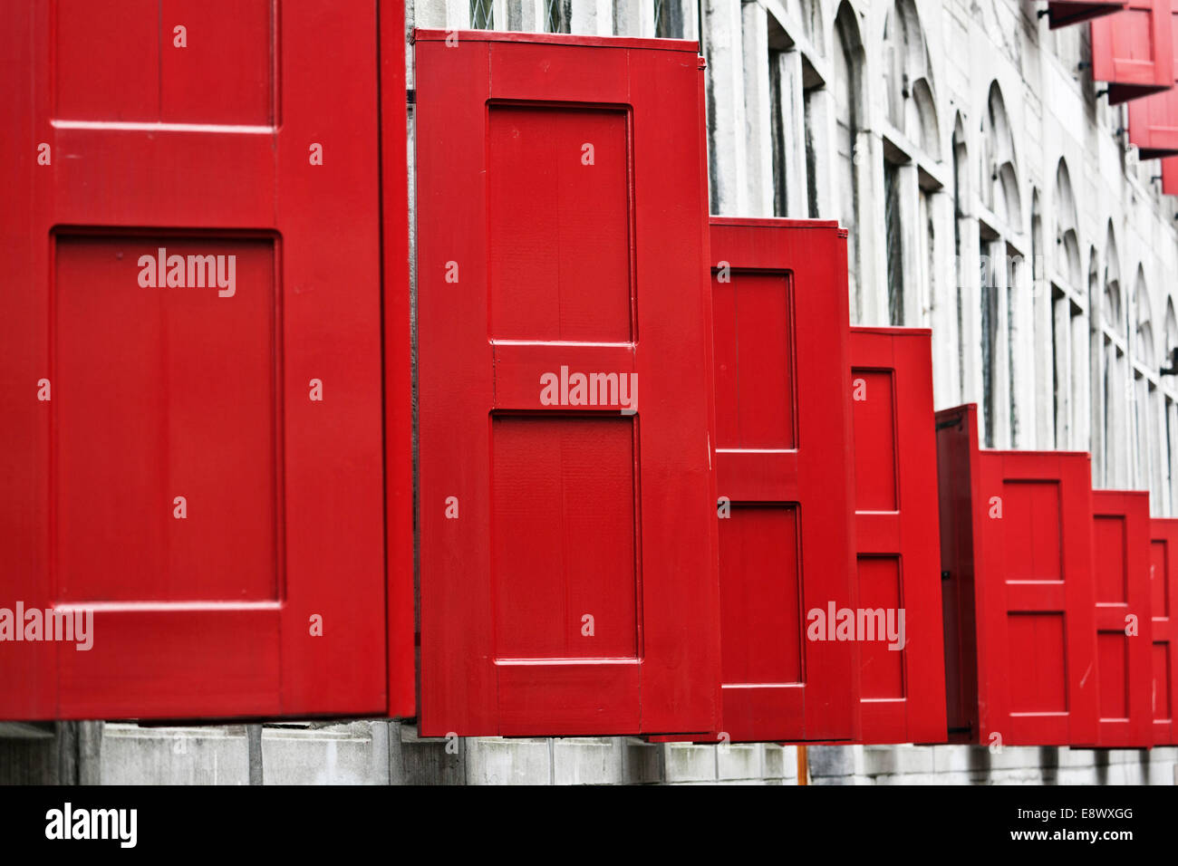 Red wooden window shutters hi-res stock photography and images - Alamy