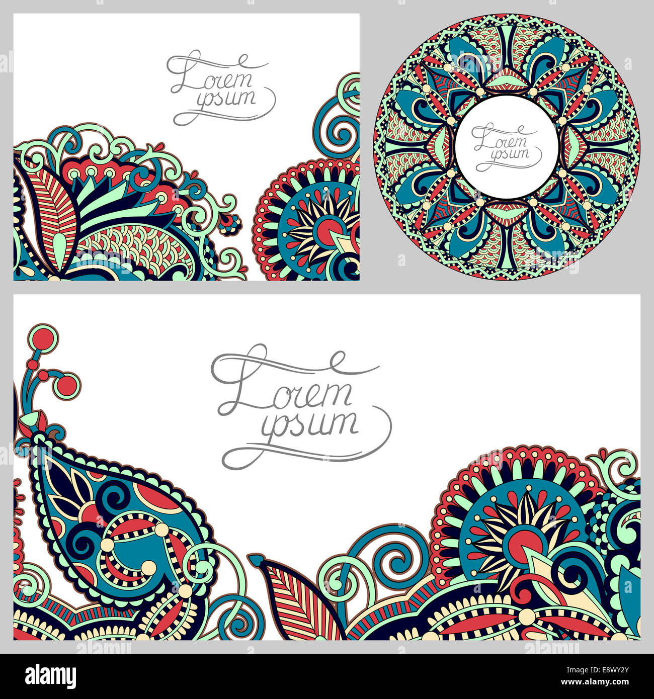 set of floral decorative background, template frame design for c Stock ...