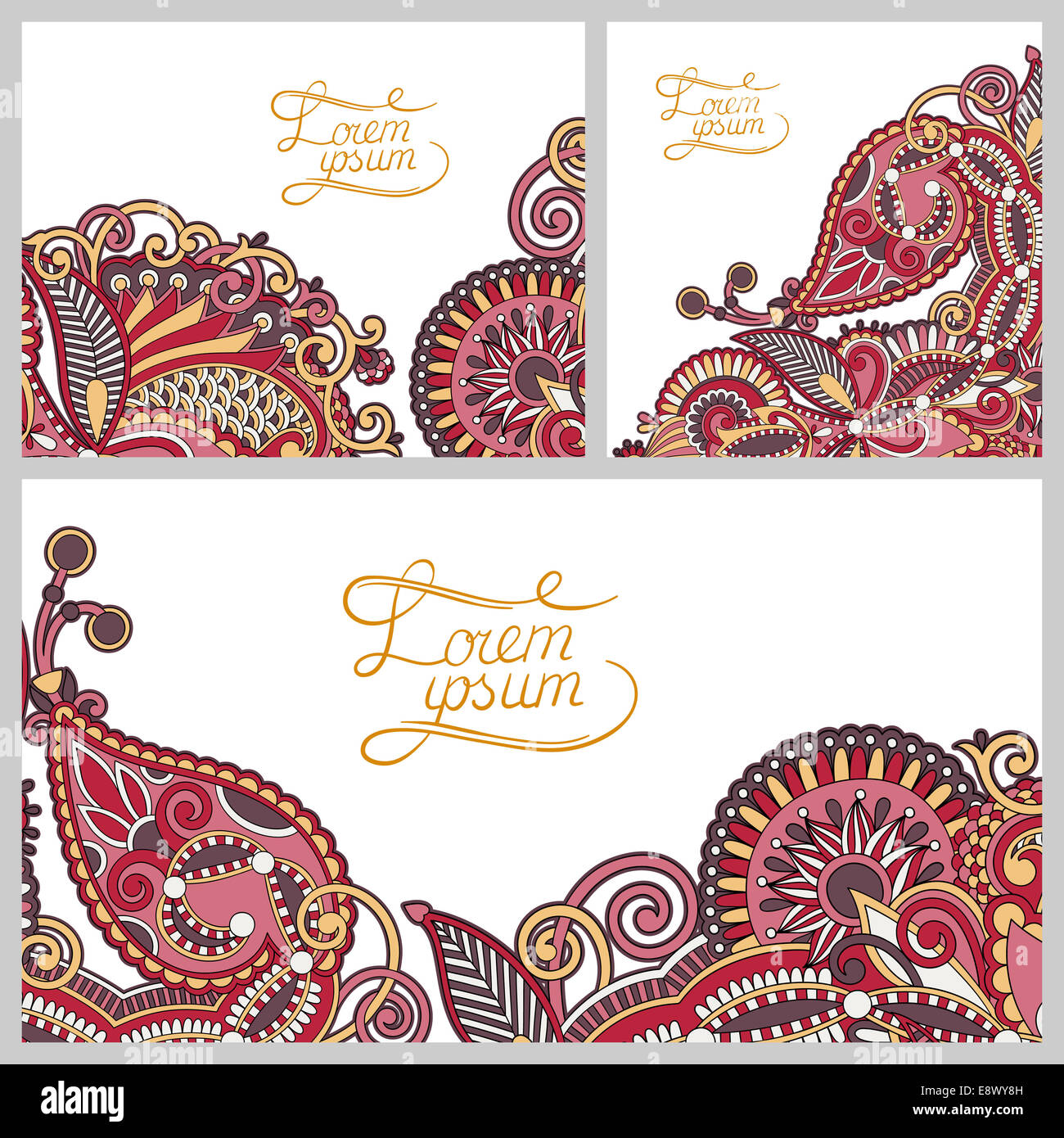 set of floral decorative background, template frame design for c Stock ...