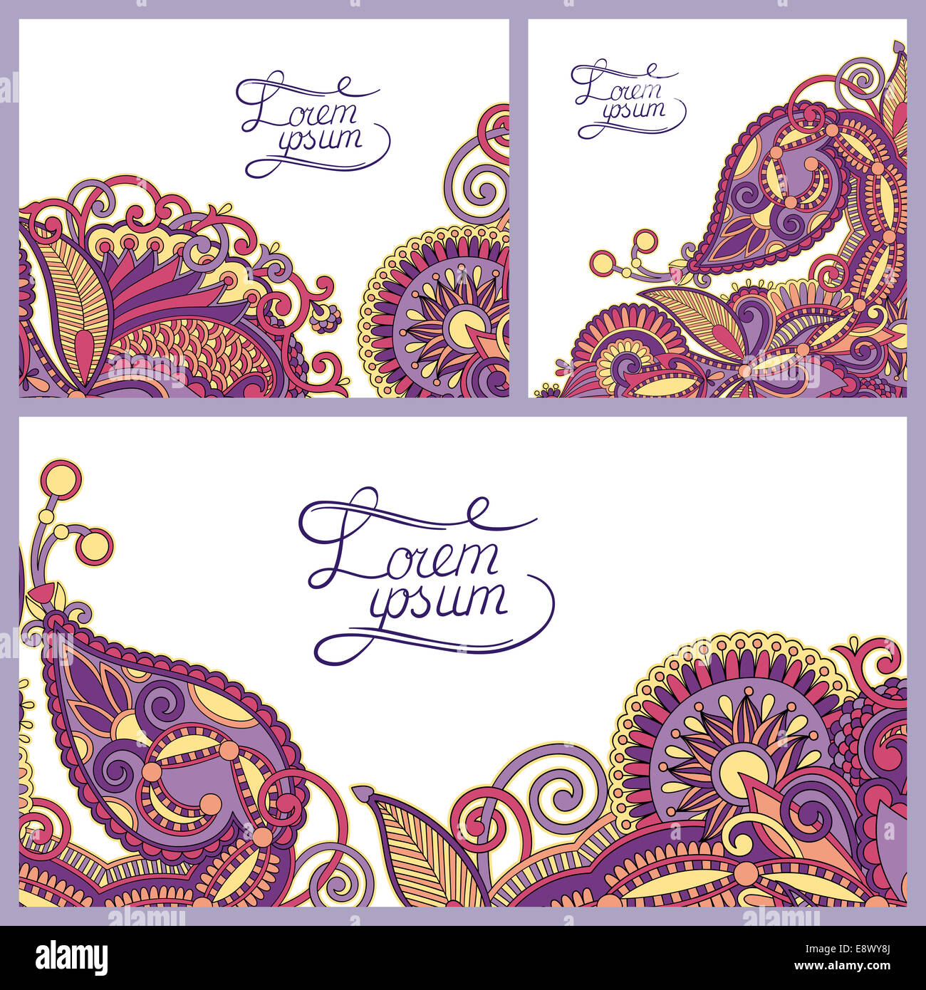 set of floral decorative background, template frame design for c Stock ...