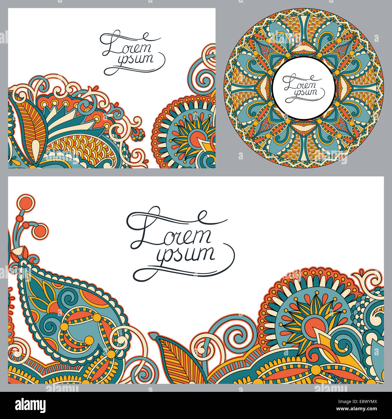 set of floral decorative background, template frame design for c Stock ...