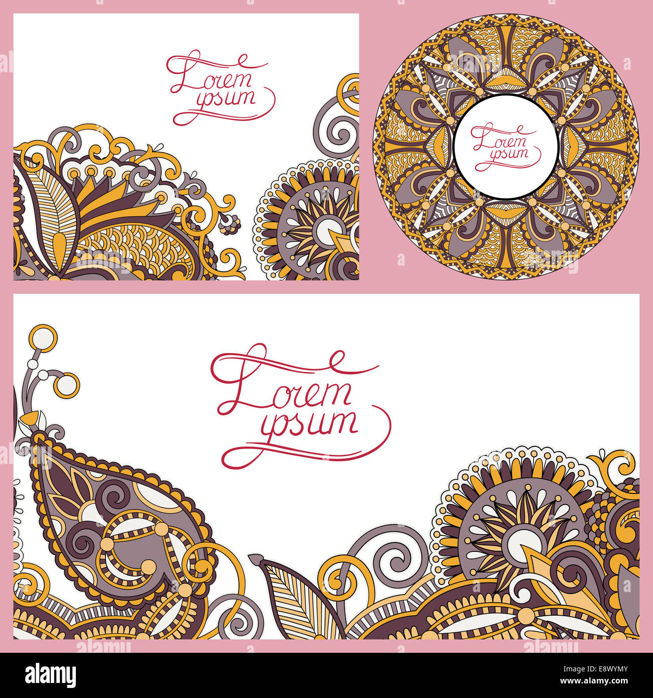 set of floral decorative background, template frame design for c Stock ...