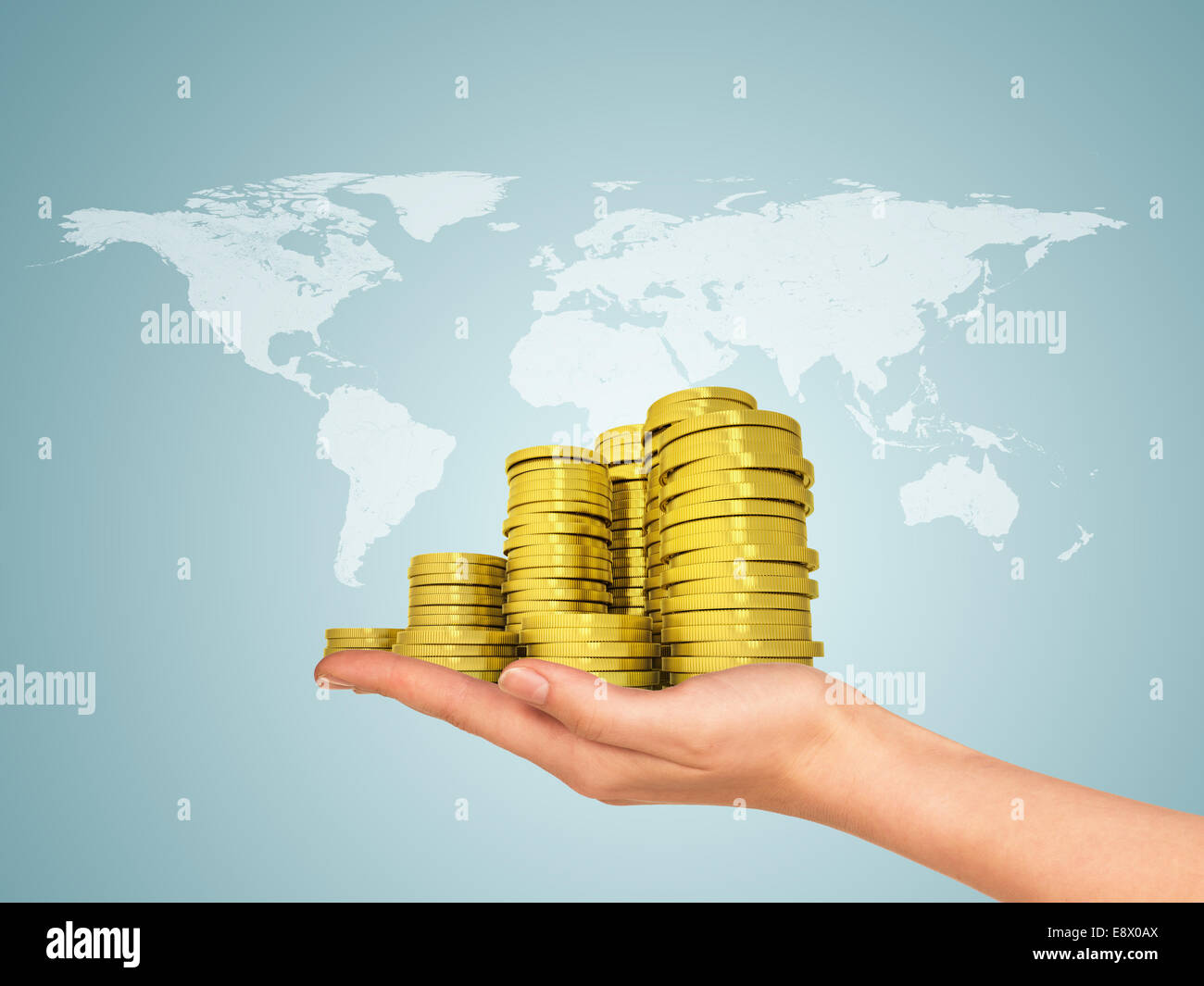 Female hand holding stack gold hi-res stock photography and images - Alamy