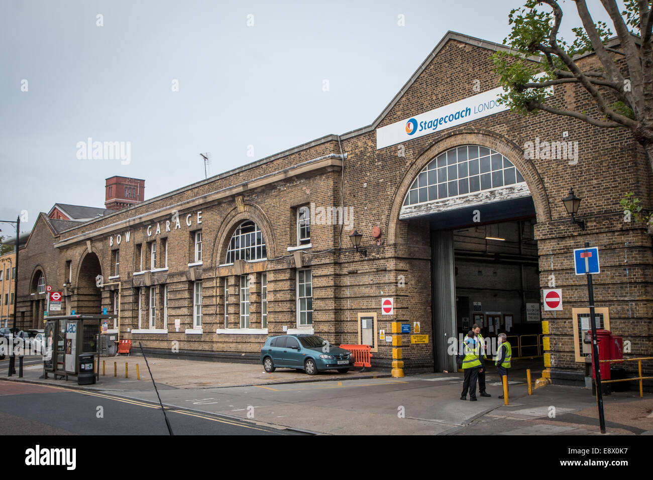 Bow bus garage Stock Photo - Alamy