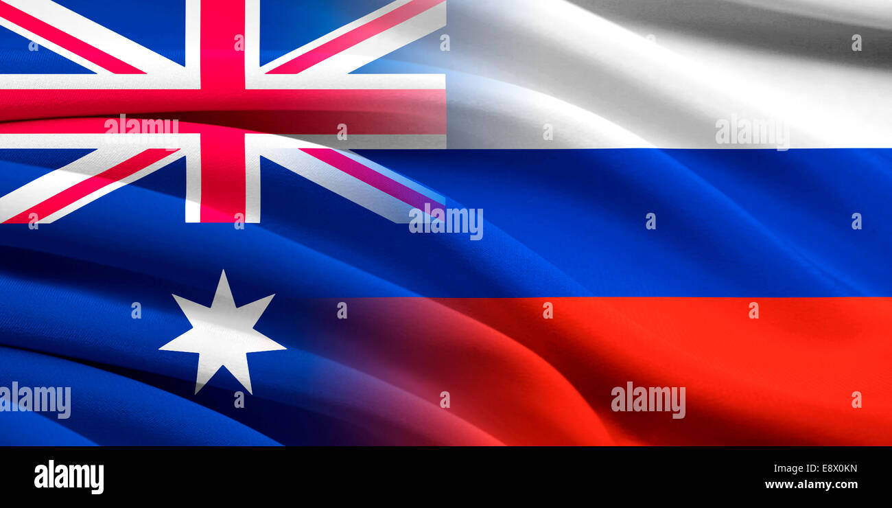 Australia and Russia. Relations between two countries. Conceptual image ...
