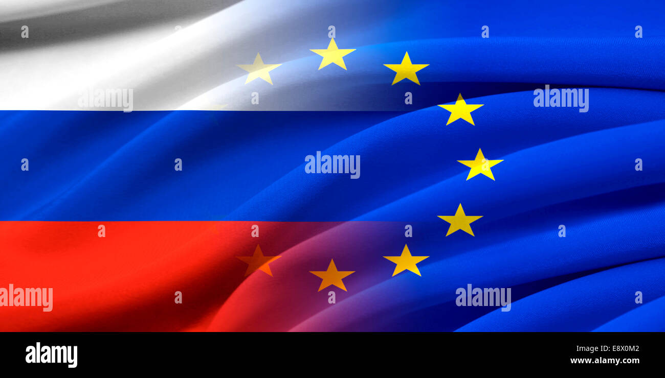 EU and Russia. Relations between two countries. Conceptual image Stock ...
