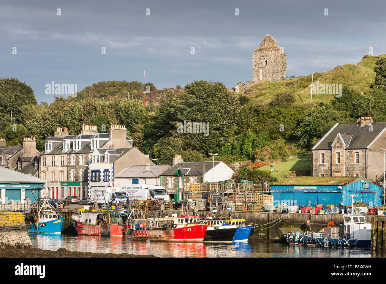 Tarbert Castle & Harbour in West Argyll, Scotland Stock Photo - Alamy