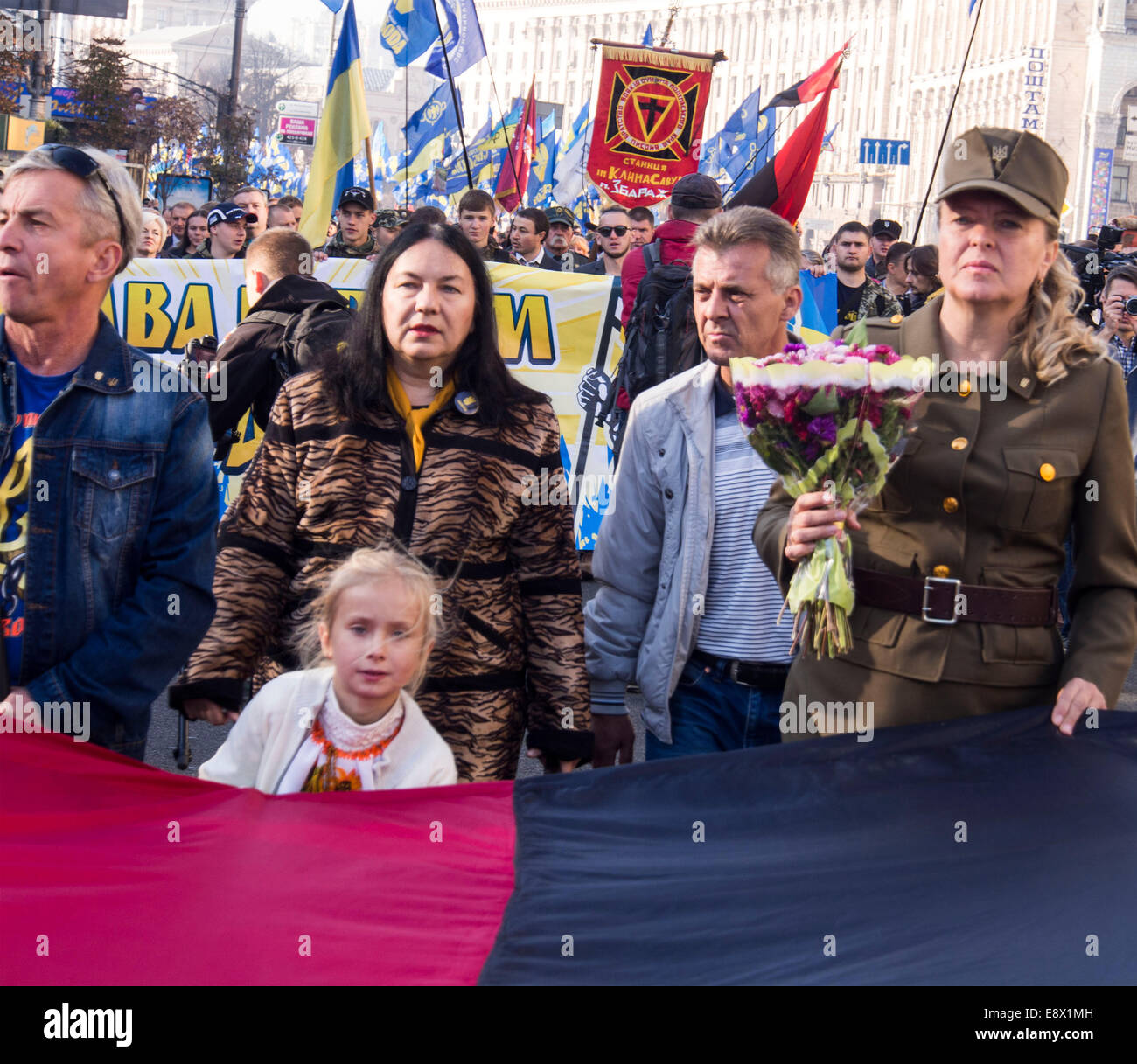 Kiev, Ukraine. 14th October, 2014. Participants of the rally carried ...