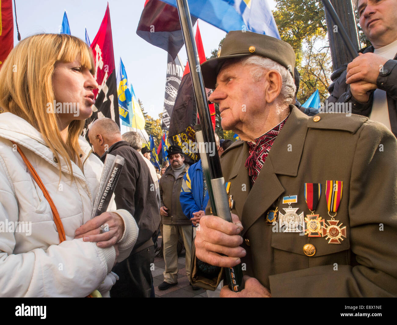 Kiev, Ukraine. 14th October, 2014. Veteran of the Ukrainian Insurgent ...