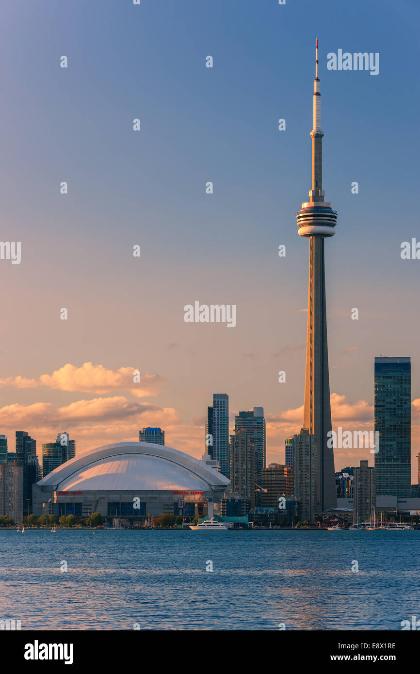 Famous Toronto Skyline with the CN Tower and Rogers Centre taken from ...