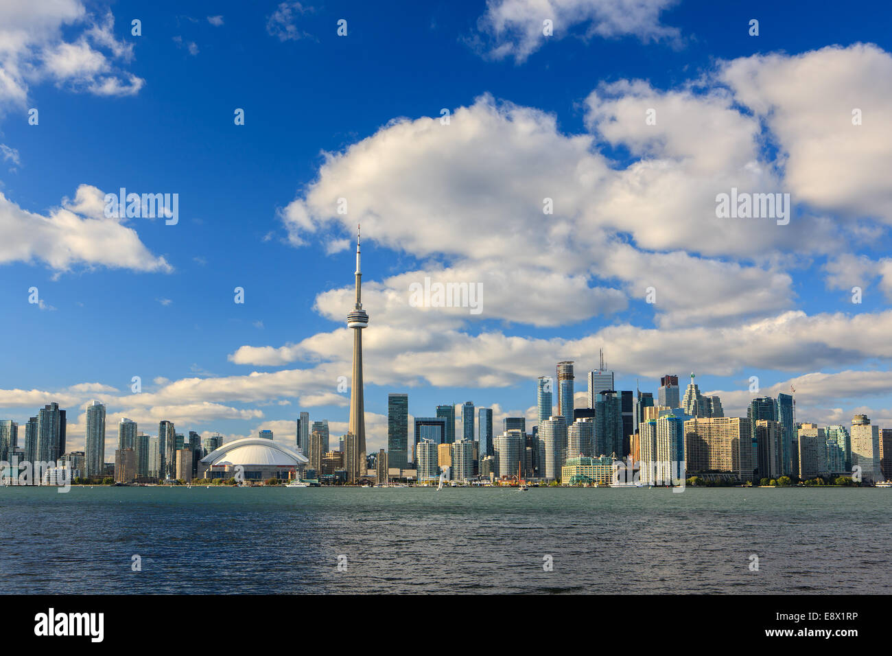 Famous Toronto Skyline with the CN Tower and Rogers Centre taken from ...