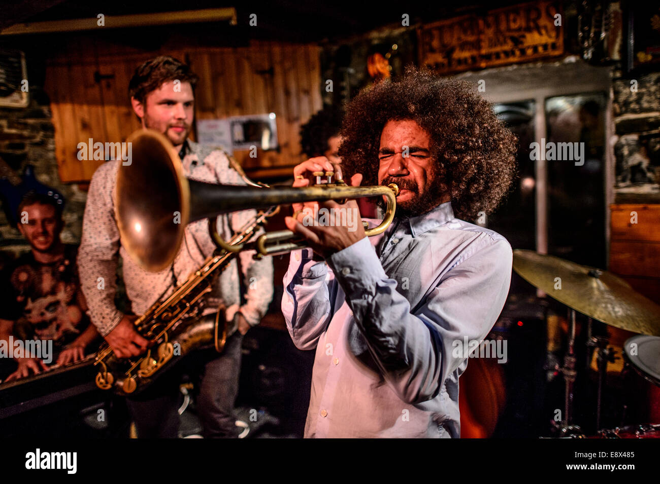 'The Session' Jazz Quintet playing in a small local bar at the annual ...