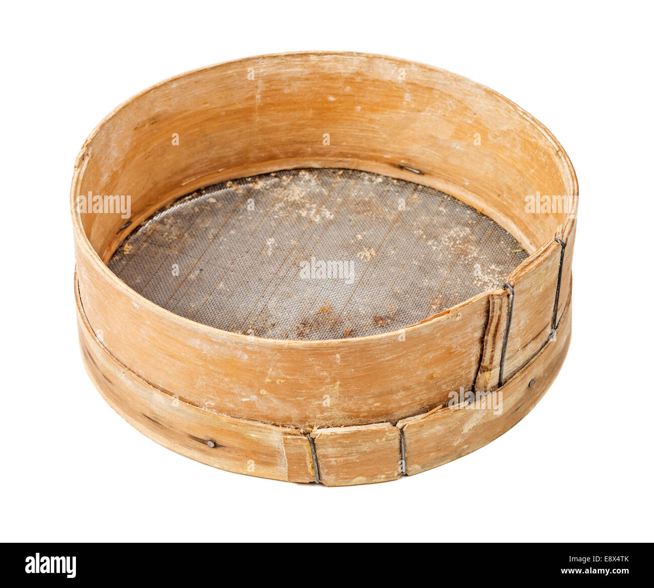 Old ancient wooden sieve isolated on white background Stock Photo - Alamy