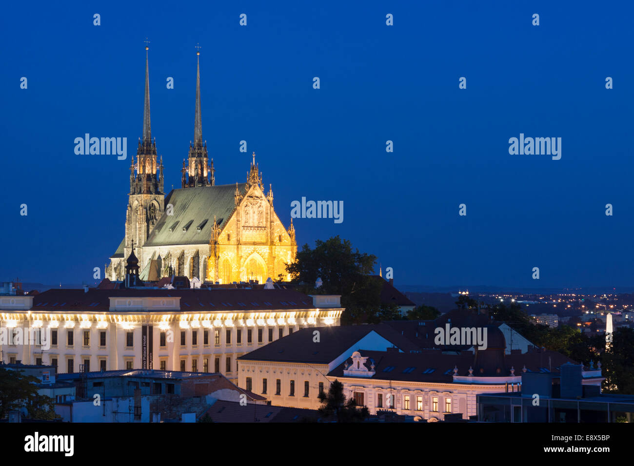 Brno overview illuminated cathedral czech hi-res stock photography and ...