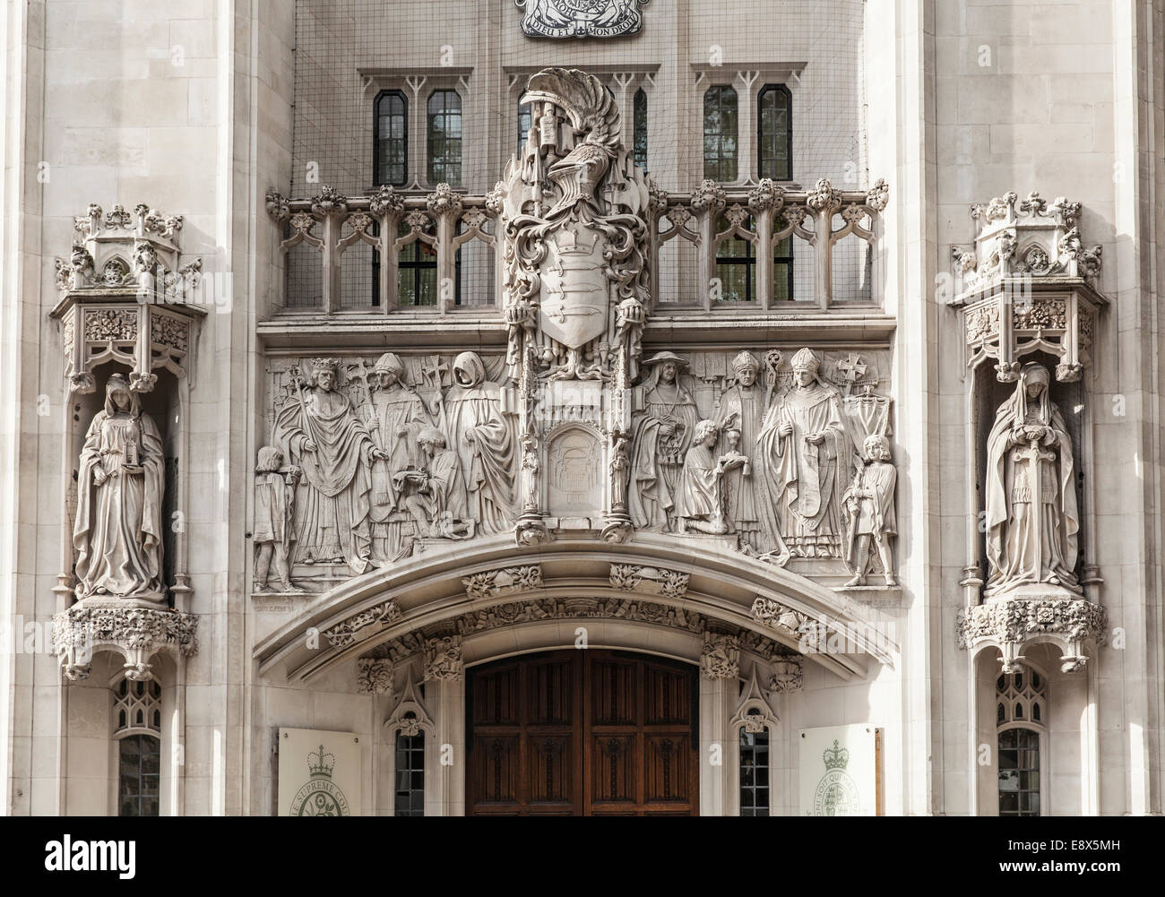 Close up of the facade of the Supreme Court building in Westminster ...