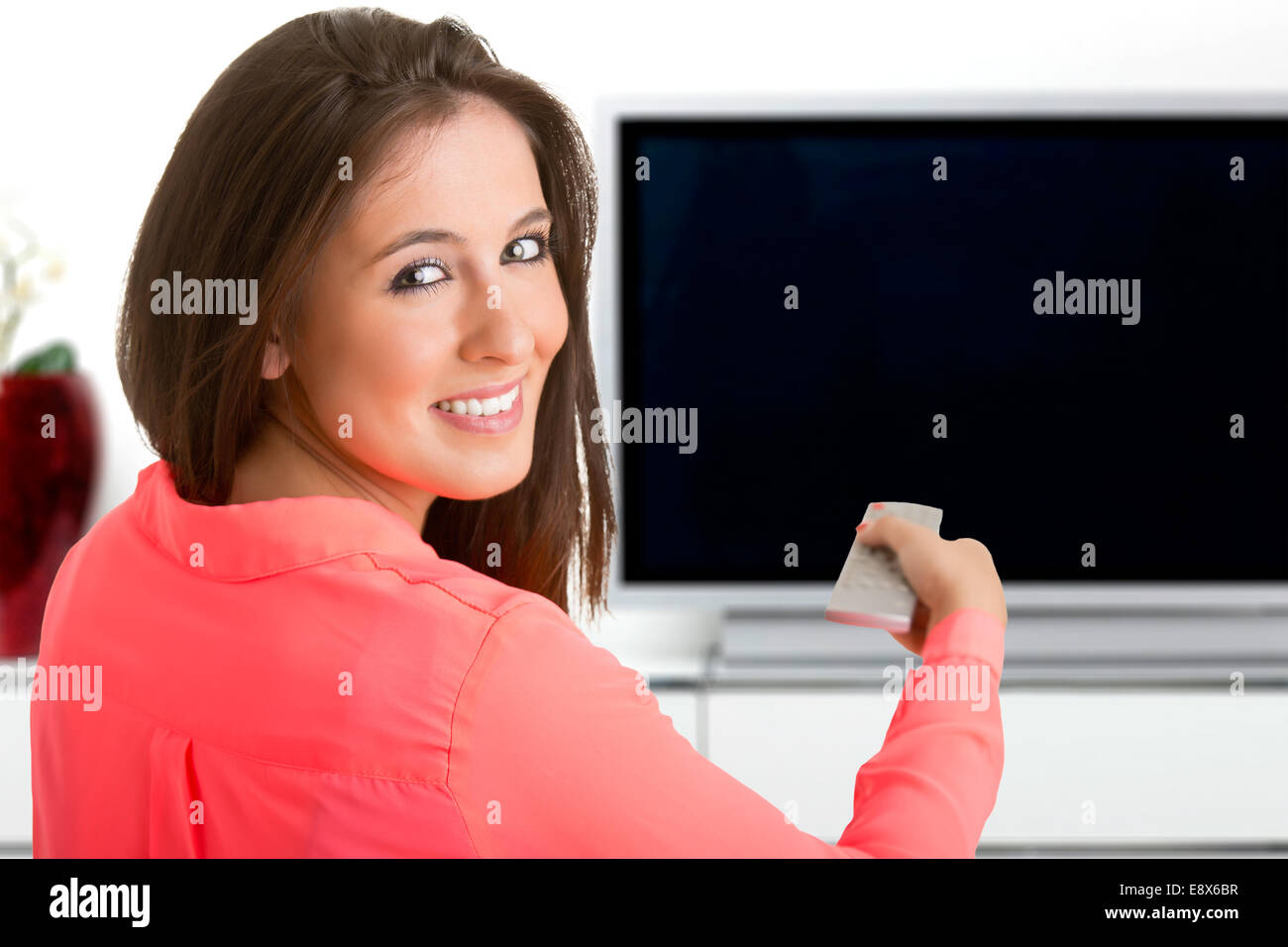 Pretty Female Sofa Remote Control High Resolution Stock Photography and ...