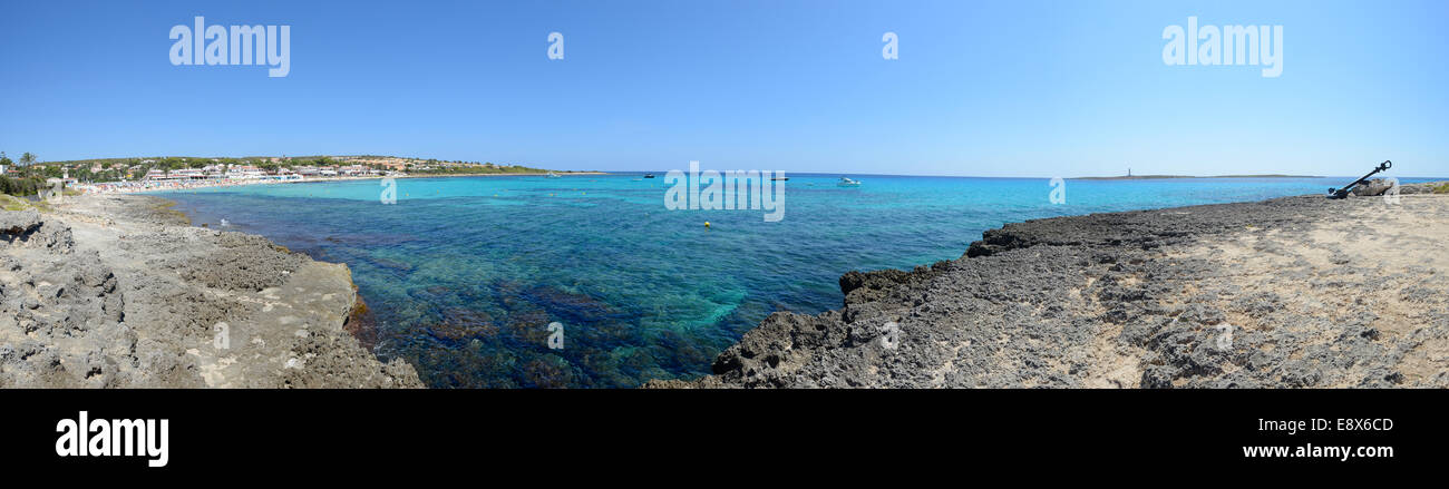 Panorama view of Punta Prima Beach in Menorca, Spain Stock Photo - Alamy