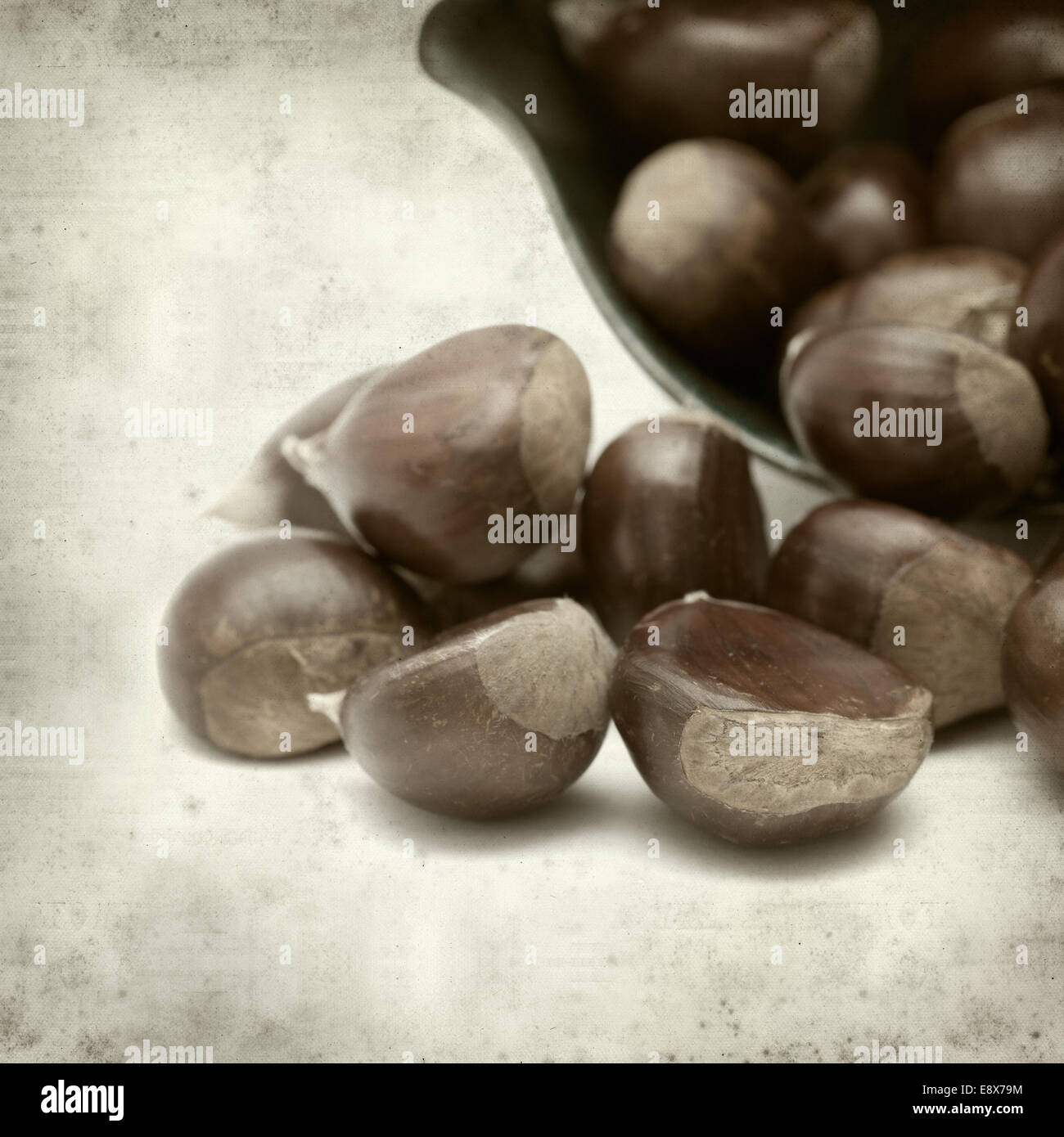 textured old paper background with sweet chestnut Stock Photo - Alamy