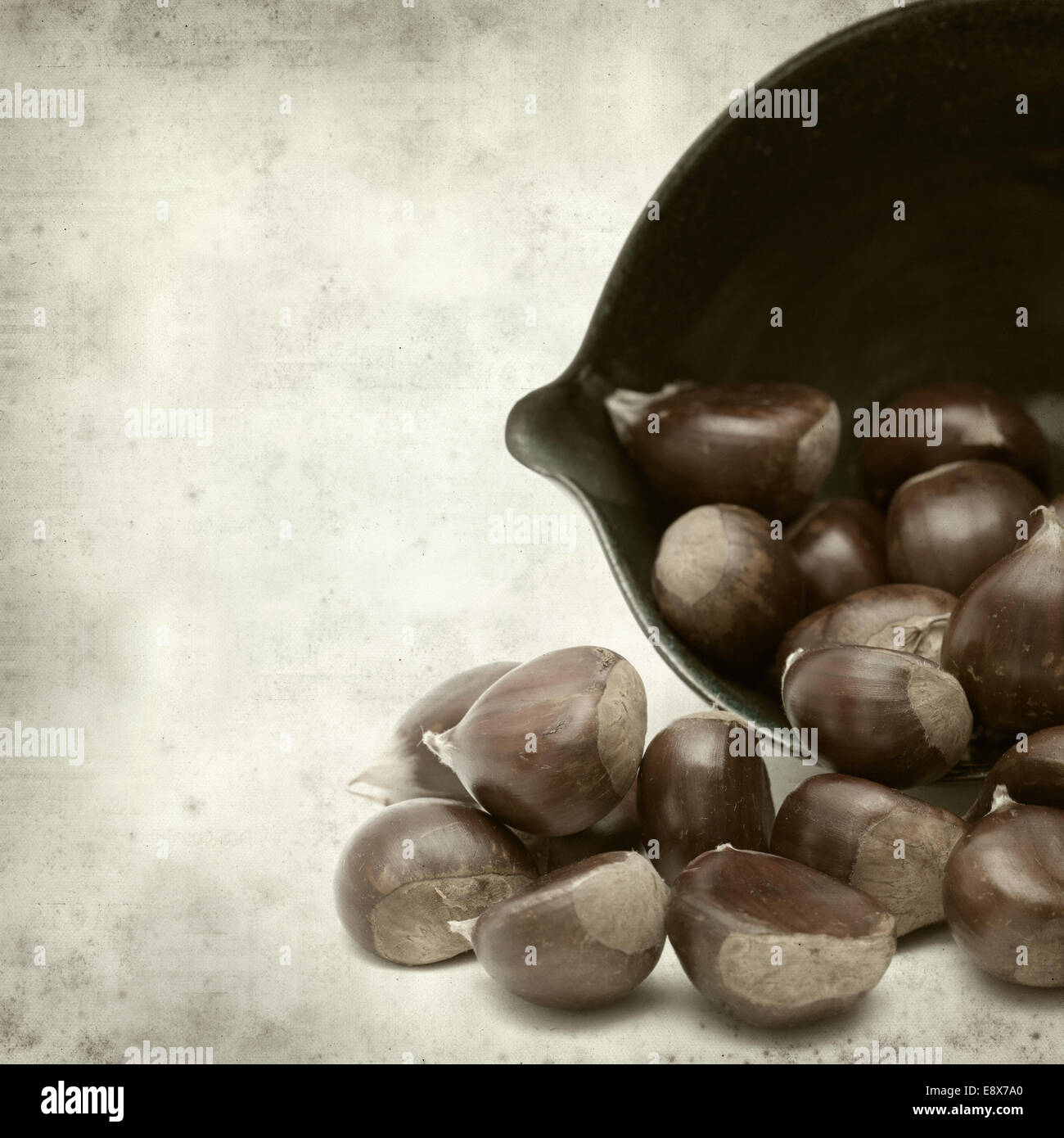 textured old paper background with sweet chestnut Stock Photo - Alamy