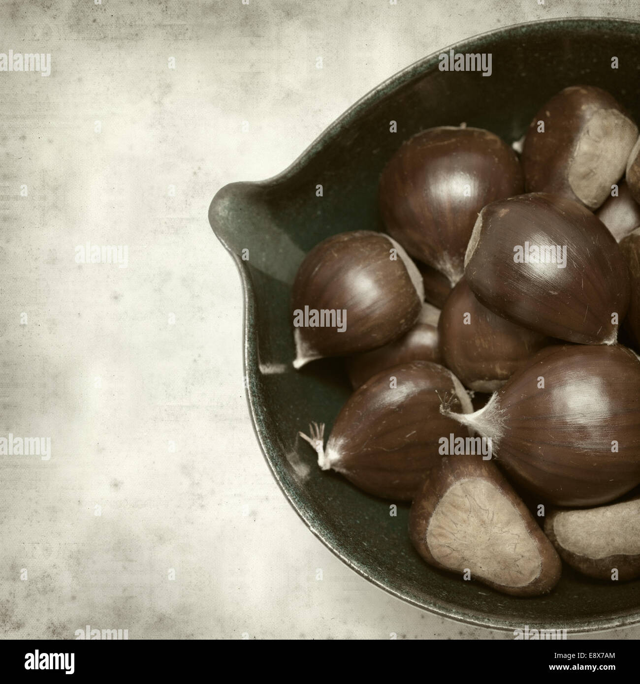 textured old paper background with sweet chestnut Stock Photo - Alamy