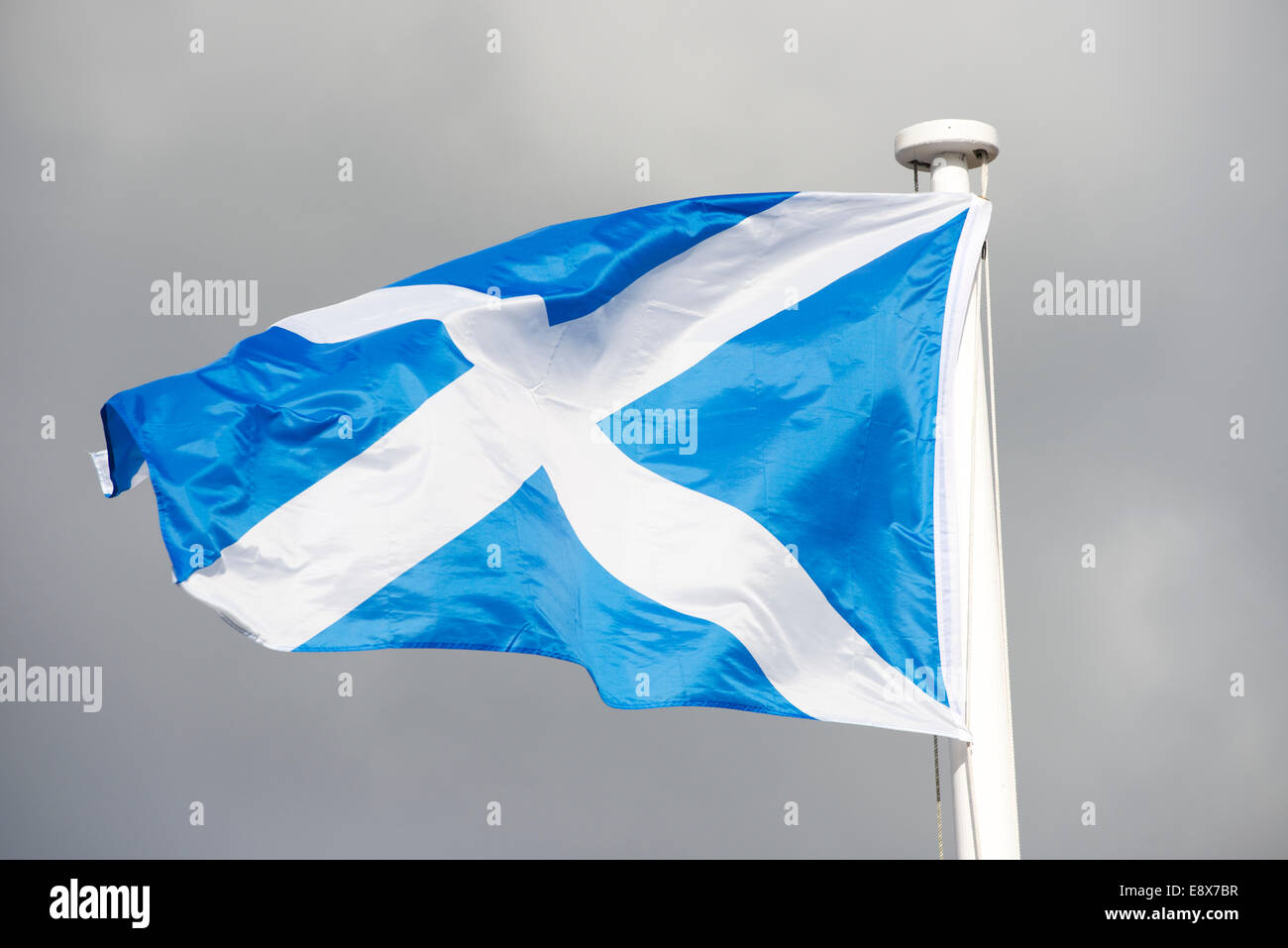 Saltire flag against a grey sky Stock Photo - Alamy